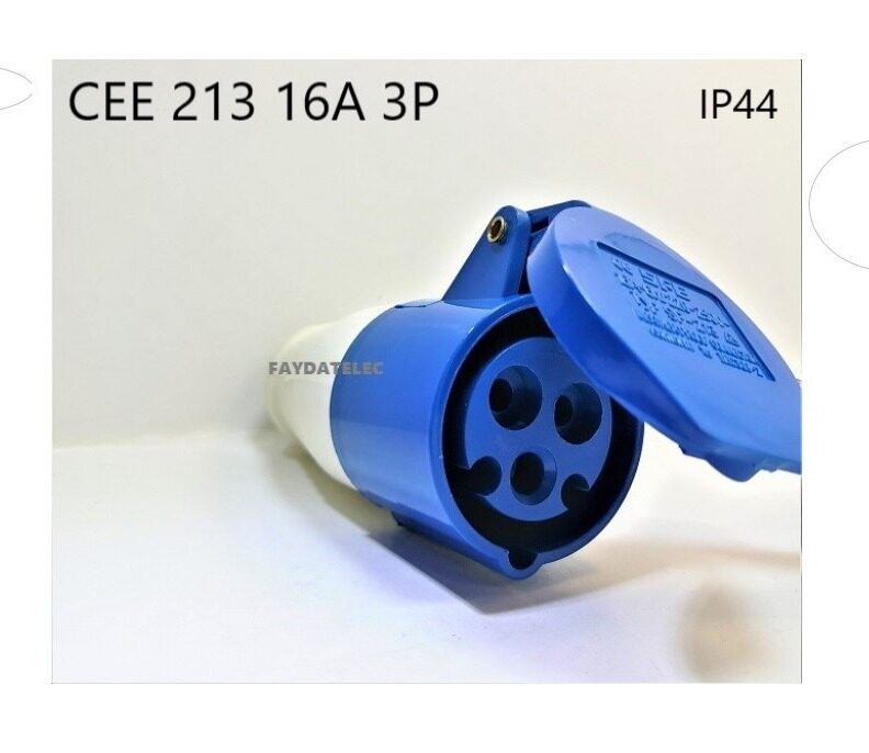 213 16A 3PIN INDUSTRIAL CONNECTOR SOCKET (BLUE) IP44 / 16 AMPERE 3 PIN ...