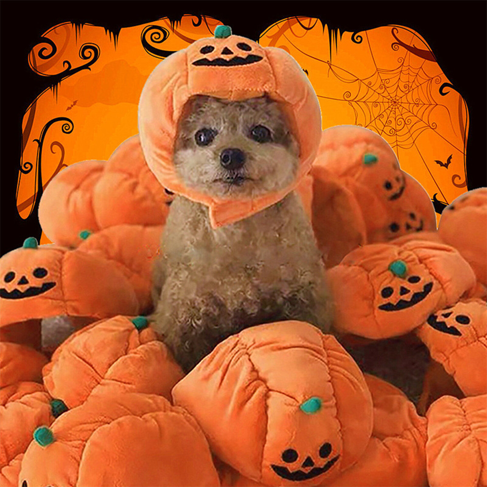 Pet Hat Pumpkin Pattern Dress-Up Skin Friendly Pet Dogs Pumpkin Cap For ...