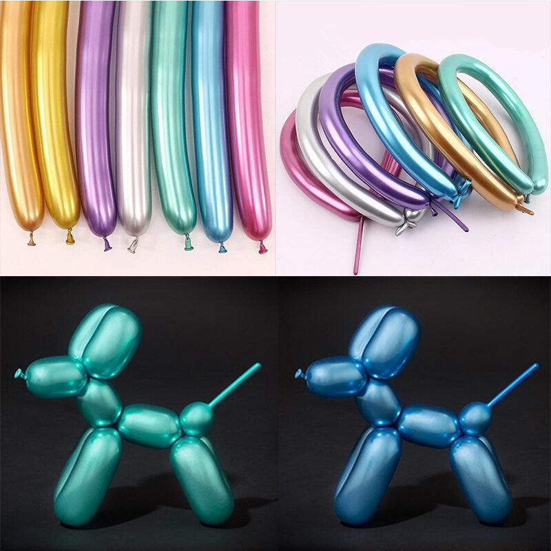 10pcs Metallic Long Balloons DIY Strip Long Shape Balloon Tying Twist ...