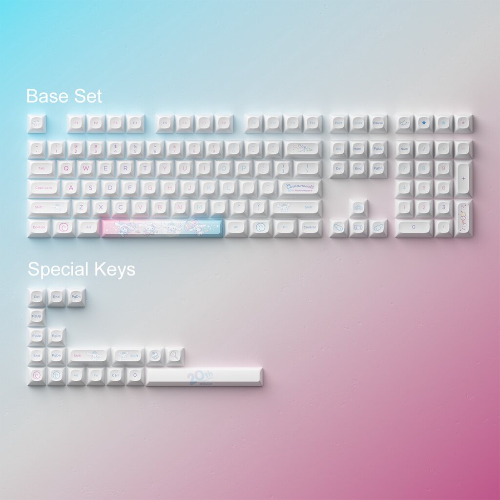 Akko Cinnamoroll 20th Anniversary Jda/opi Keycap Set,ทนทาน PBT DIY Dye ...