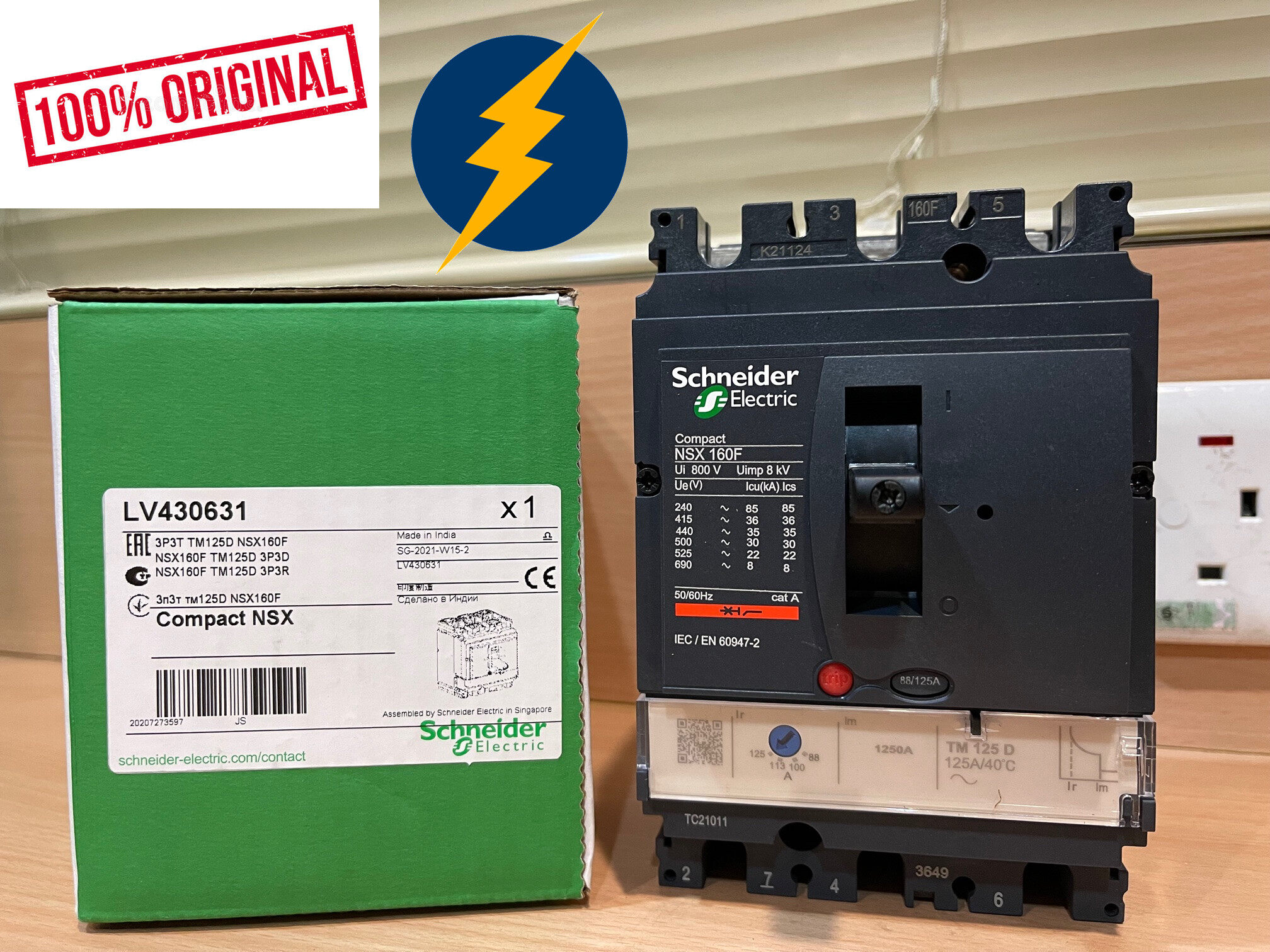 SCHNEIDER LV430631 MCCB Circuit breaker ComPact NSX160F, 36 KA at 415 ...