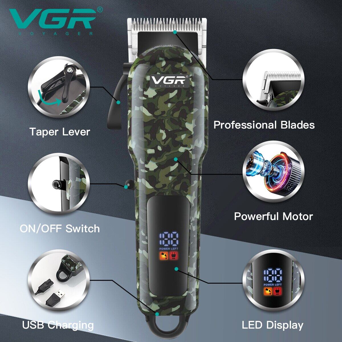 VGR Oil Head Clipper ร้านทำผมทุ่มเท Hairdressing Gradient Clipper ...