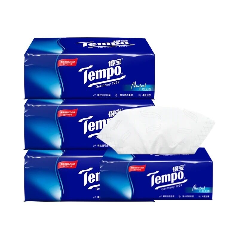 Tempo Neutral Facial Tissues 4ply 90s 4p 得宝无香抽纸4层加厚 | Lazada