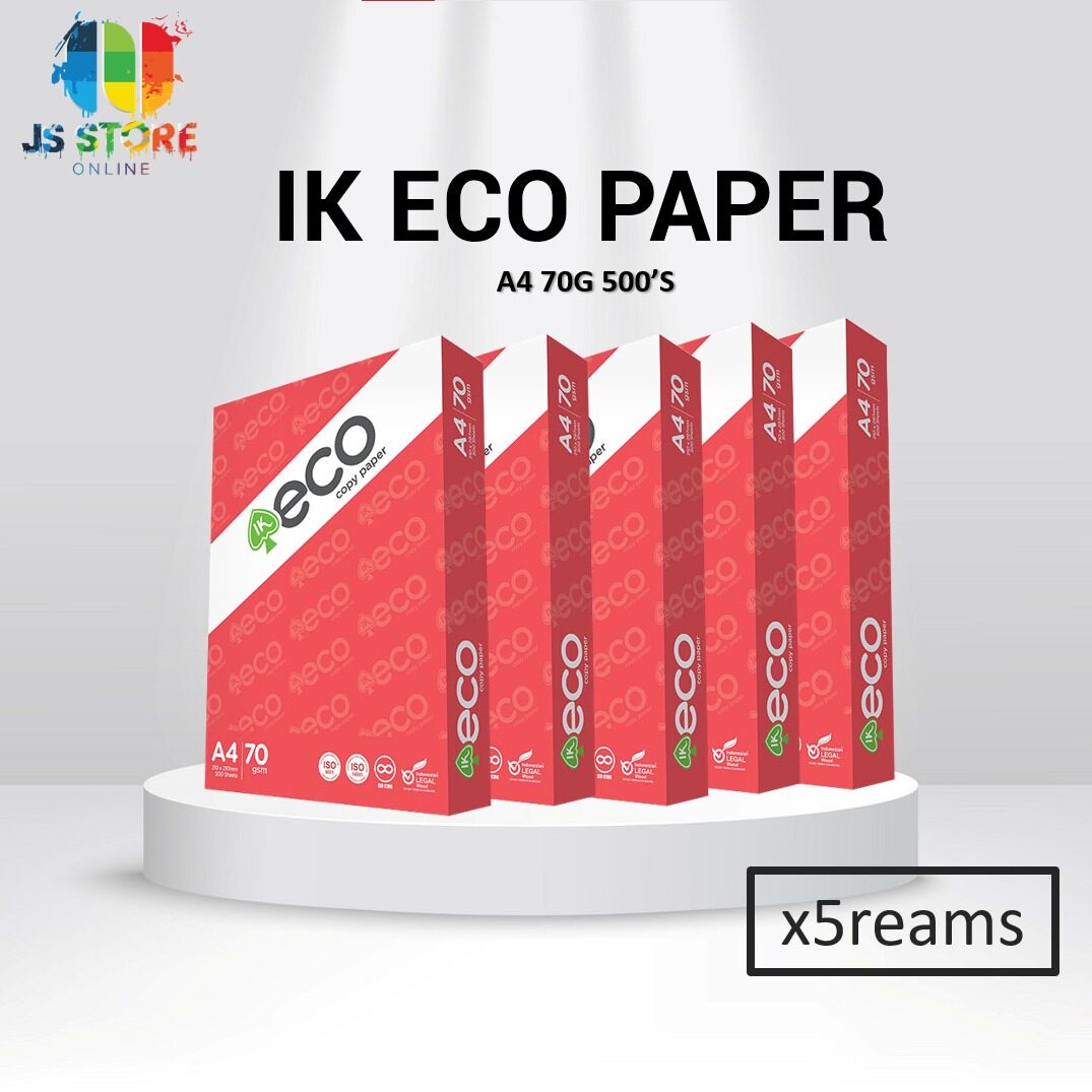 [5 REAMS] IK Eco High Quality A4 Copy Paper 70gsm 500 Sheets | Lazada