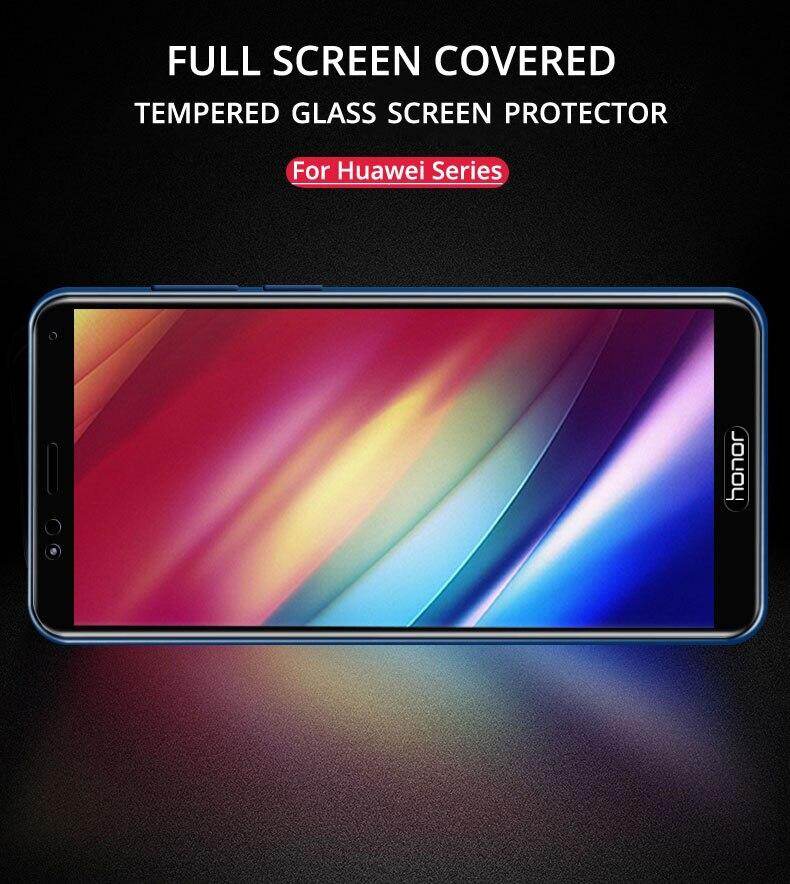 9H คลุมทั้งหมดกระจกนิรภัยสำหรับ Huawei Y6 Pro Y7 Pro 2019 Y5 Y6 PRIME ...