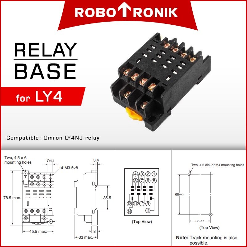Relay Base Socket (MY2 MY4 LY2 LY3 LY4 MK3) Loose Ding, Screw Terminal ...