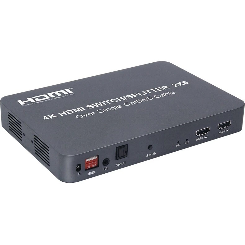 4K 100M 2x6 HDMI Extender Switch Splitter Audio Video Converter 1080P ...