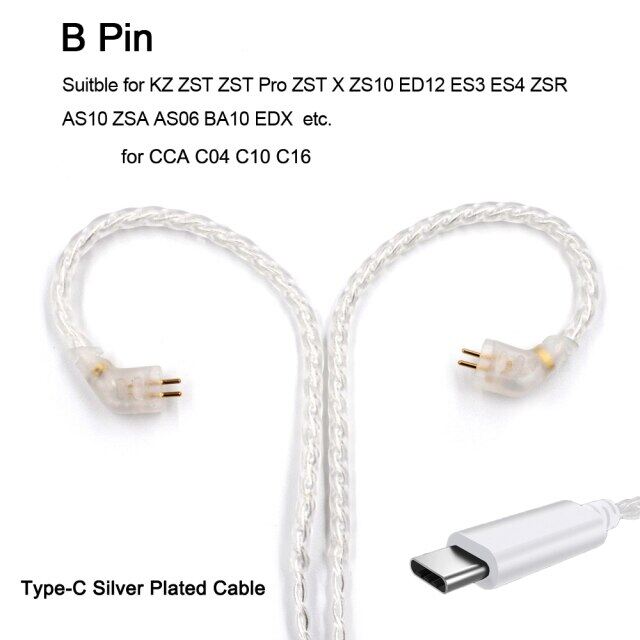 CCA Type C หูฟังสาย Silver Plated Silver Plated Cable B C 2 Pin อัพเกรด ...