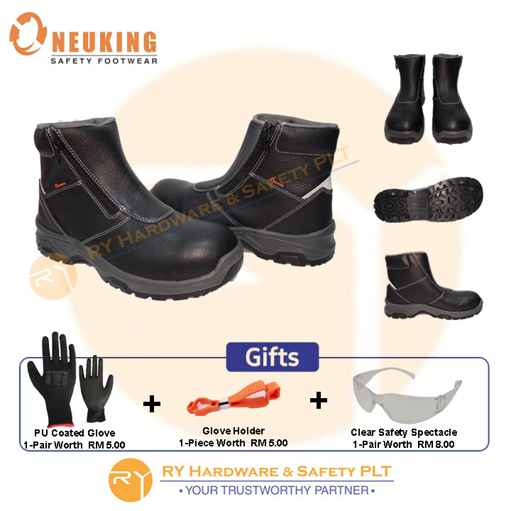 NEUKING NK86 Mid Cut Zipped Safety Boots (BLACK) NK86 | Lazada