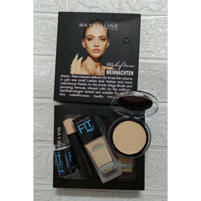 MAYBELLINE FIT ME MAKE UP SET 3IN1 Foundation+Concealer Stick+Powder ...
