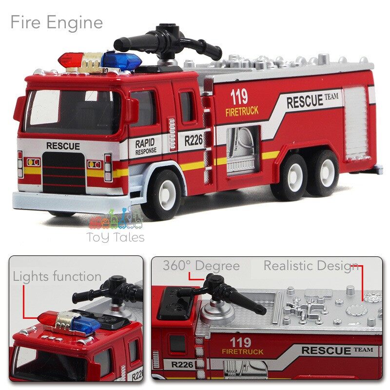 1:32 Large Alloy Die Cast Fire Engine with Sound and Light Child Fire ...