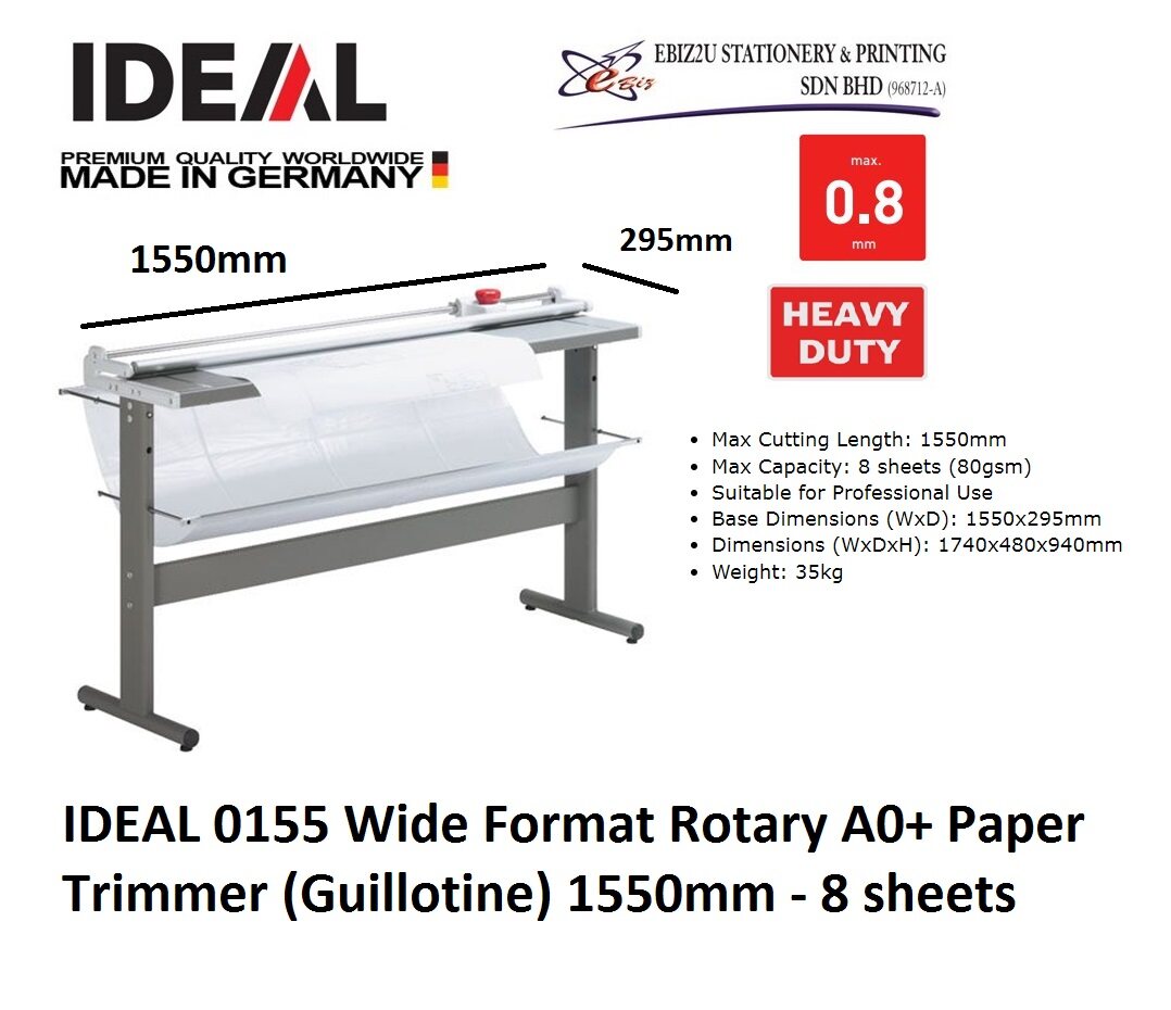 IDEAL 0155 Wide Format Rotary A0+ Paper Trimmer (Guillotine) 1550mm - 8 ...