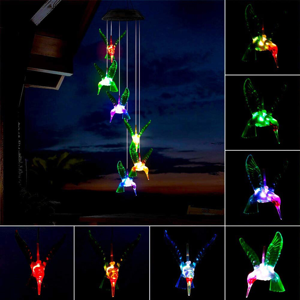Solar Bird String Light Bird Wind Chimes Lamp Colorful Hanging String ...