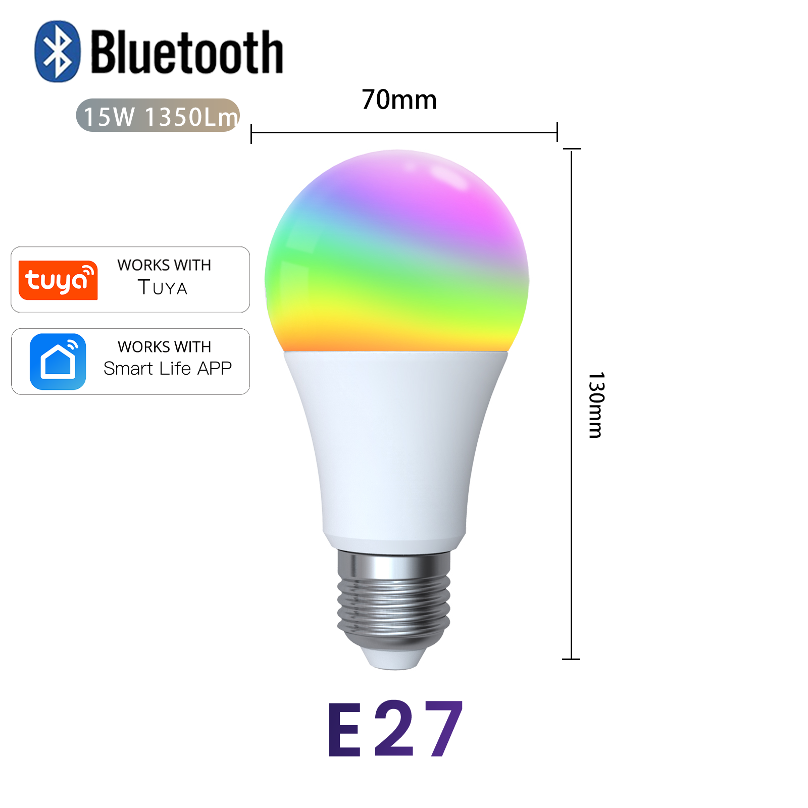 BOIO Tuya smart bulb E27 9W 15W WIFI/ Bluetooth bulb RGBCCT RGB Bulb ...