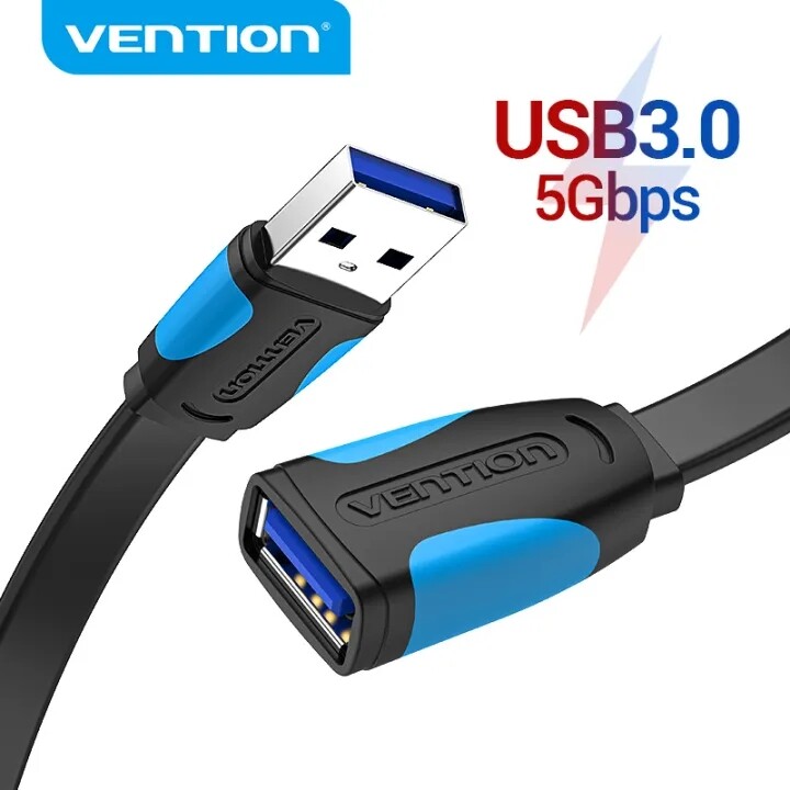Vention Cable USB3.0 extension Cable Black Male to Female Round Flat ...