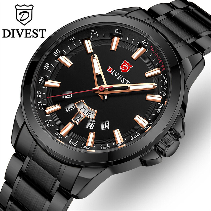 DIVEST นาฬิกาควอตซ์แฟชั่นสำหรับผู้ชาย,นาฬิกาข้อมือควอตซ์แสดงวันที่ ...