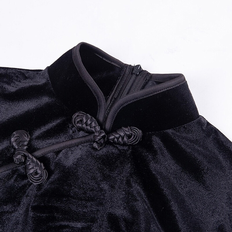 Dark Side Gothic Chinese Cheongsam Harajuku Bodycon Dress Vintage Split ...