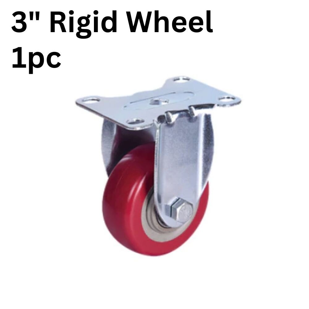 3 INCH Heavy Duty Black Rubber Swivel Rigid Brake Castor Caster wheel ...