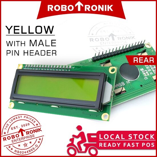 Arduino LCD Display 16x2 Yellow / Blue Backlight Screen Serial Parallel ...