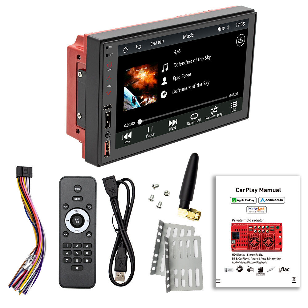Car Audio Stereo System Android Auto Double-Din 7 Inch Touchscreen BT ...