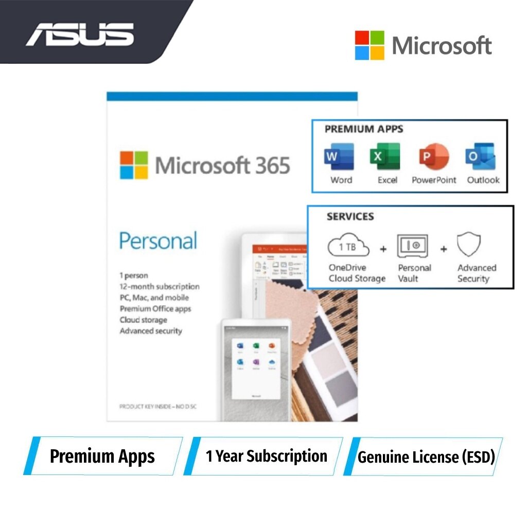 Genuine Microsoft Office 365 Personal License (1 User, ESD Version ...
