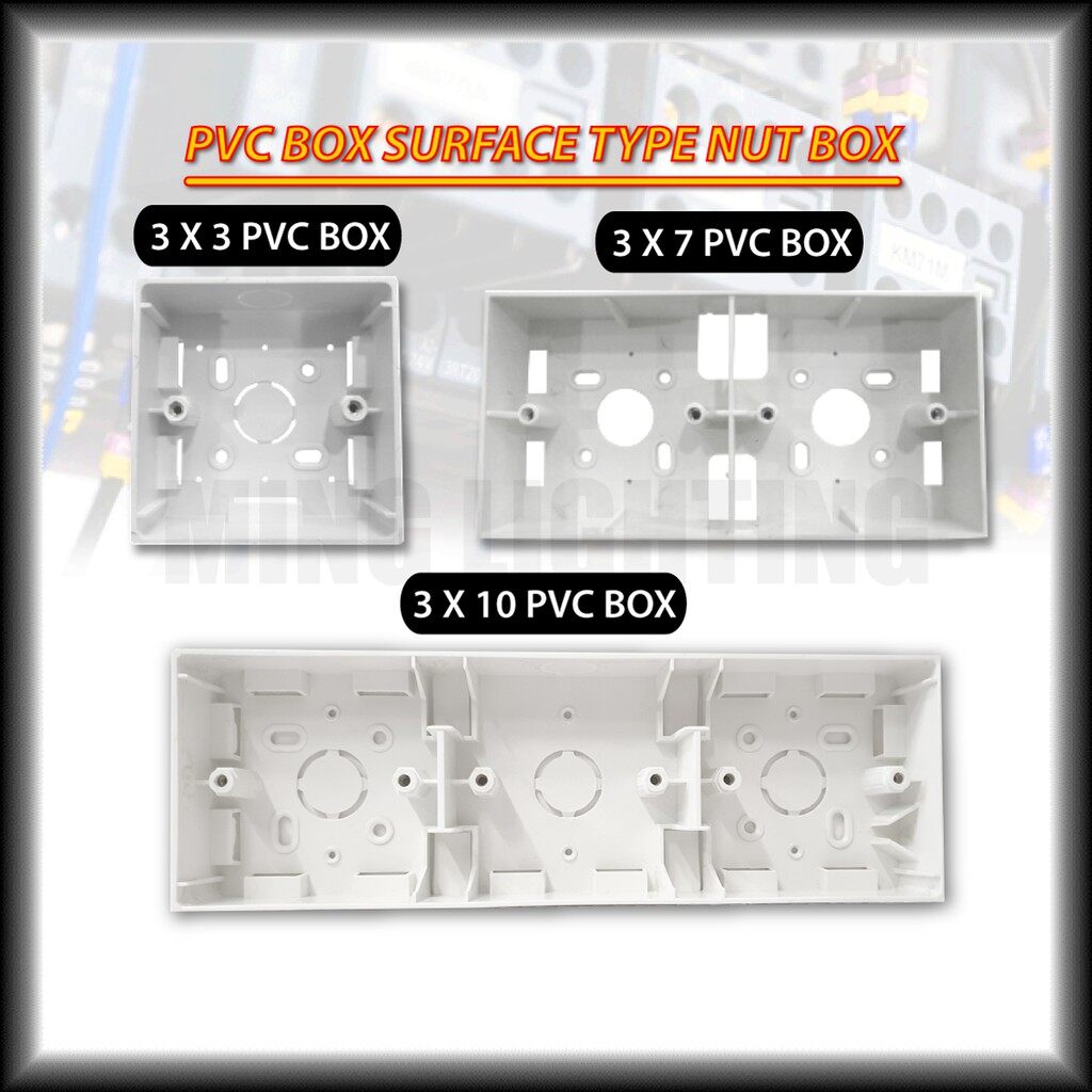 PVC BOX SURFACE TYPE NUT BOX / ELECTRICAL BOX / BASE 3X3 3X7 3X10 | Lazada
