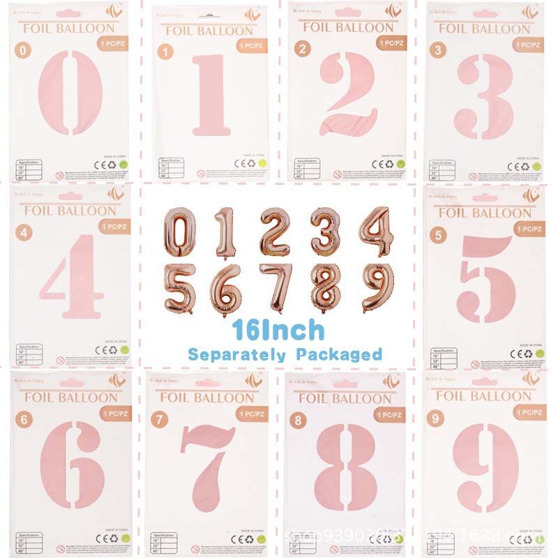 16 inch Number Balloon Foil Large Digital Aluminium Film Giant Animal ...