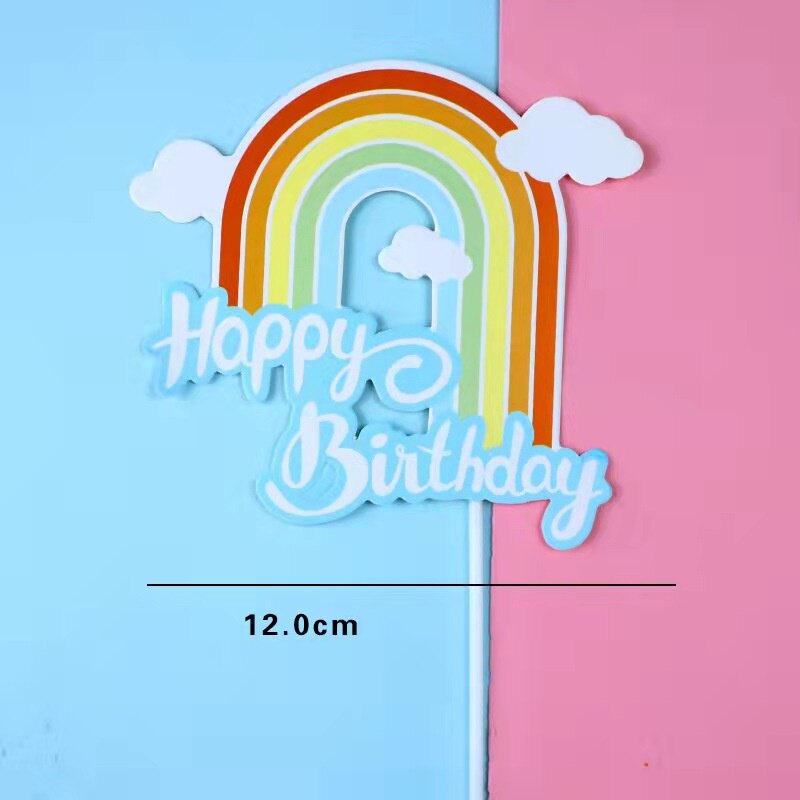 WAWA 气球彩虹云朵爱心蝴蝶结星星生日快乐蛋糕插牌 happy birthday cake decoration topper | Lazada