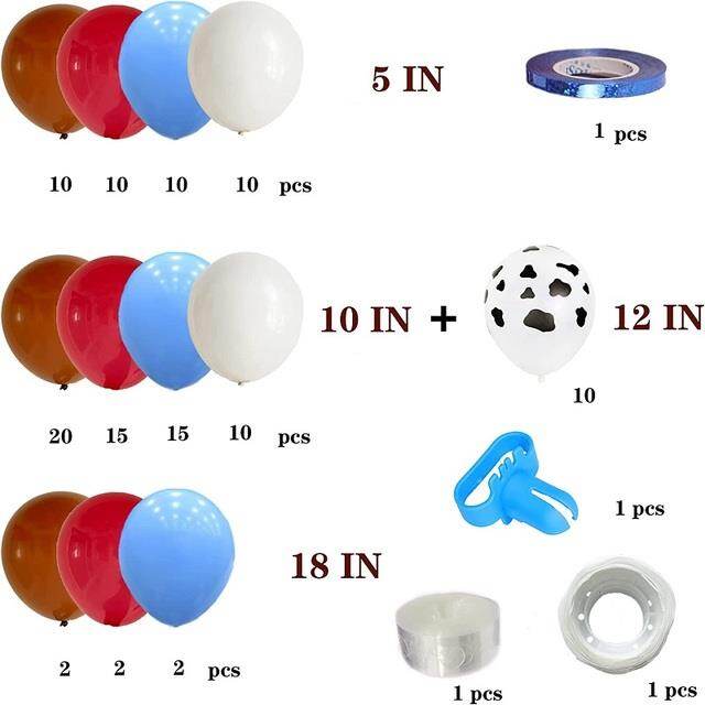 [Afei Toy Base] เกี่ยวกับสัตว์ในฟาร์มชุดปาร์ตี้ลูกโป่งสีฟ้าแดงพิมพ์ลายวัวไก่ฟอยล์สำหรับอุปกรณ์ ...