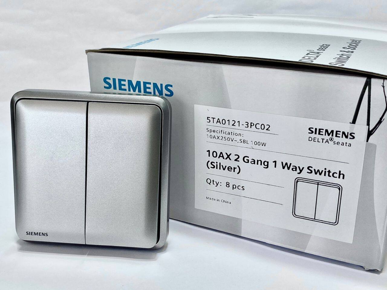 SIEMENS DELTA_SEATA 2gang 1way Switch Quick Silver | Lazada