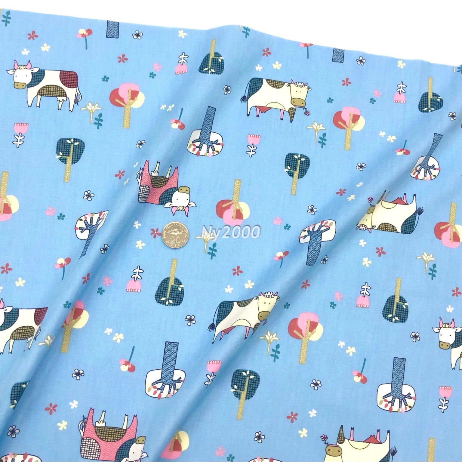 Kain Comb Cotton Corak Botol Susu & Lembu Susu (Bidang 60 inci) | Lazada