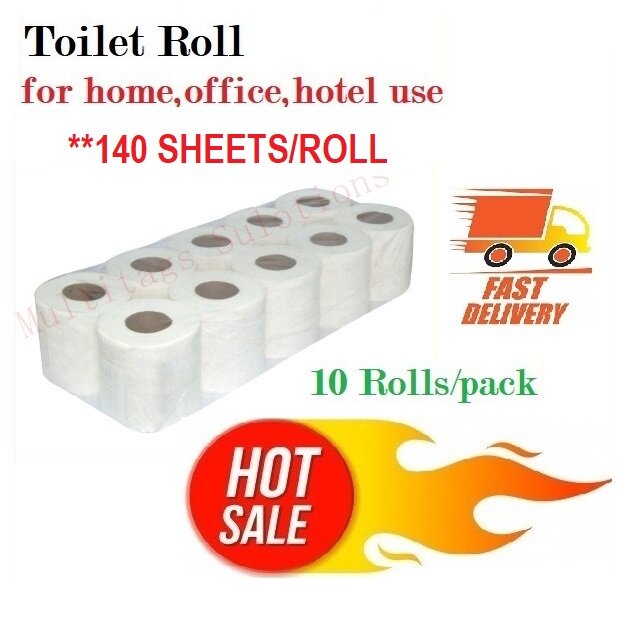 Economy Toilet Roll Tissue Paper/140'sheet toilet rolls (10 Rolls ...