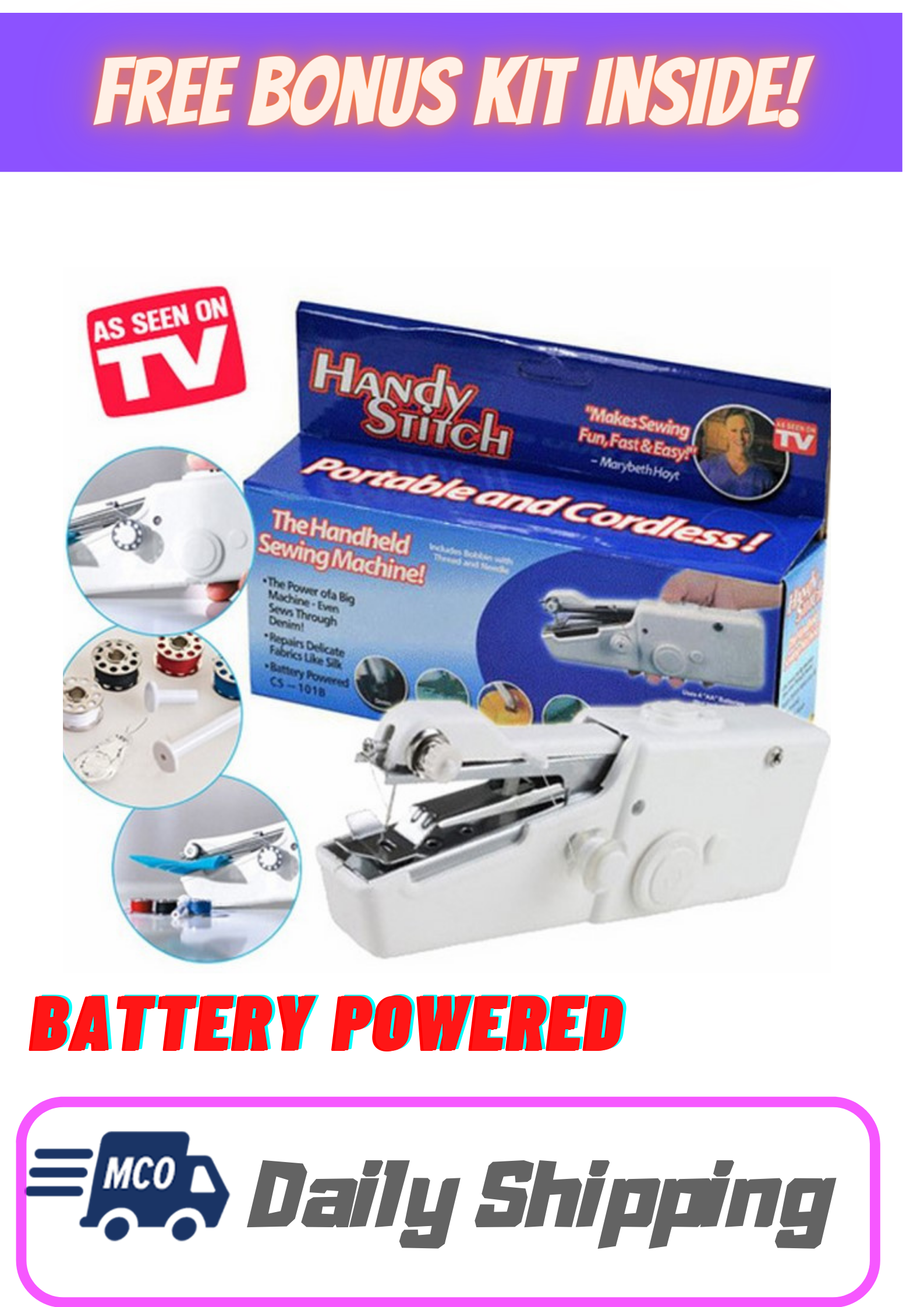 FAST SHIPPING Handy Stitch Mesin Jahit Tangan Portable Battery Sewing ...