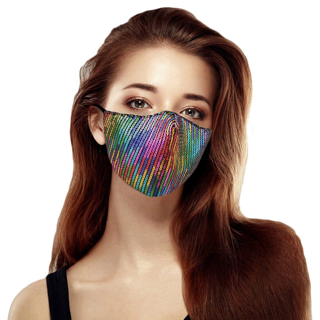 11PC Women Sequins Cotton Mask Washable Breathable Mask Festival Mask ...