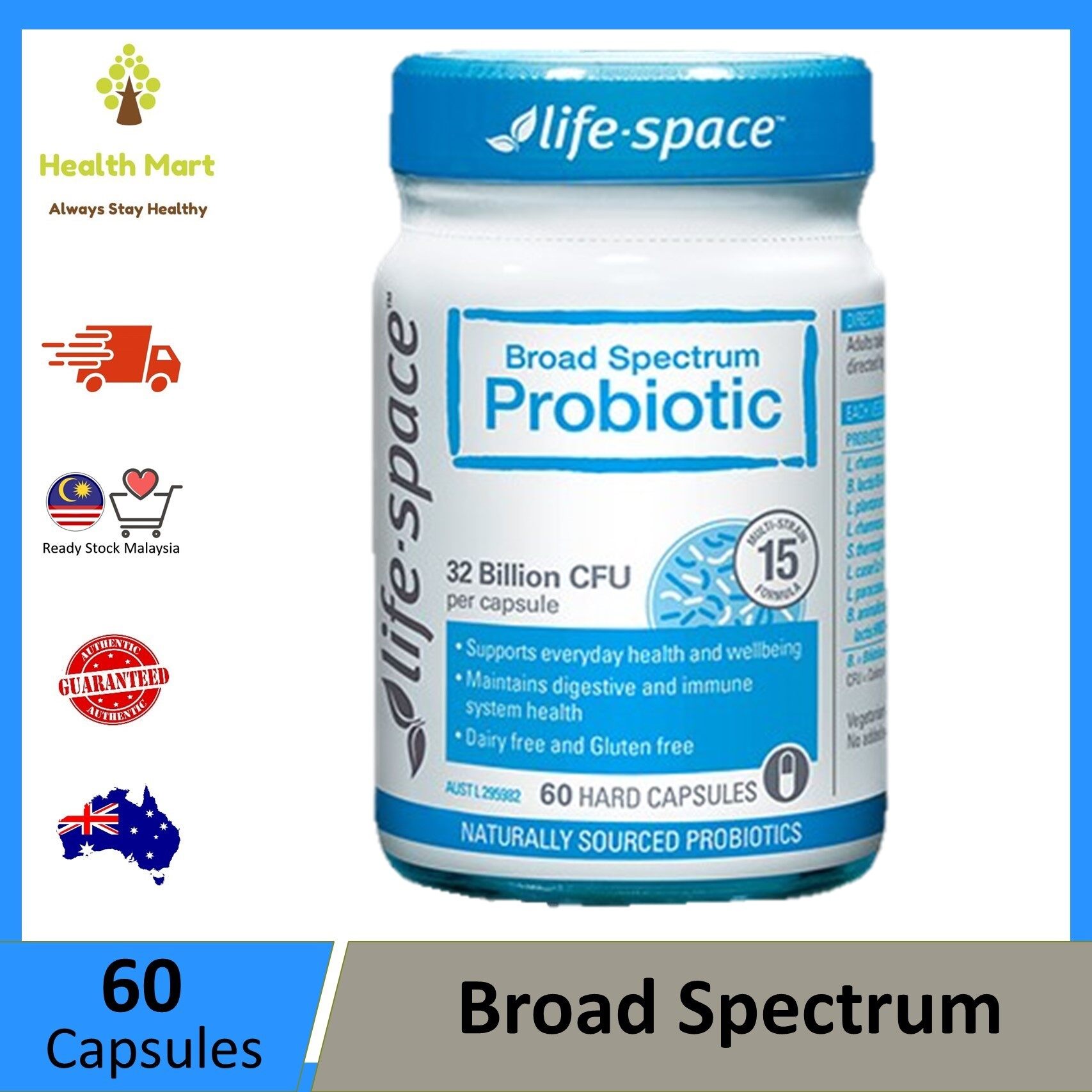 LIFE SPACE Broad Spectrum Probiotic (60 Capsules) | Lazada