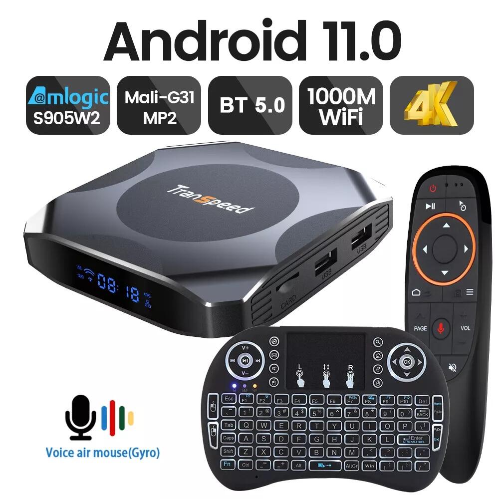 Transpeed Android 11กล่องทีวี BT5.0 3D เร็วคู่1000M WiFi 4K 4GB 64GB ...