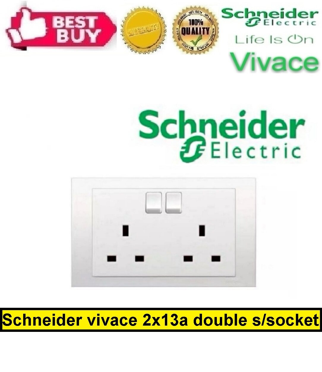 Schneider vivace 2x13a double s/socket | Lazada