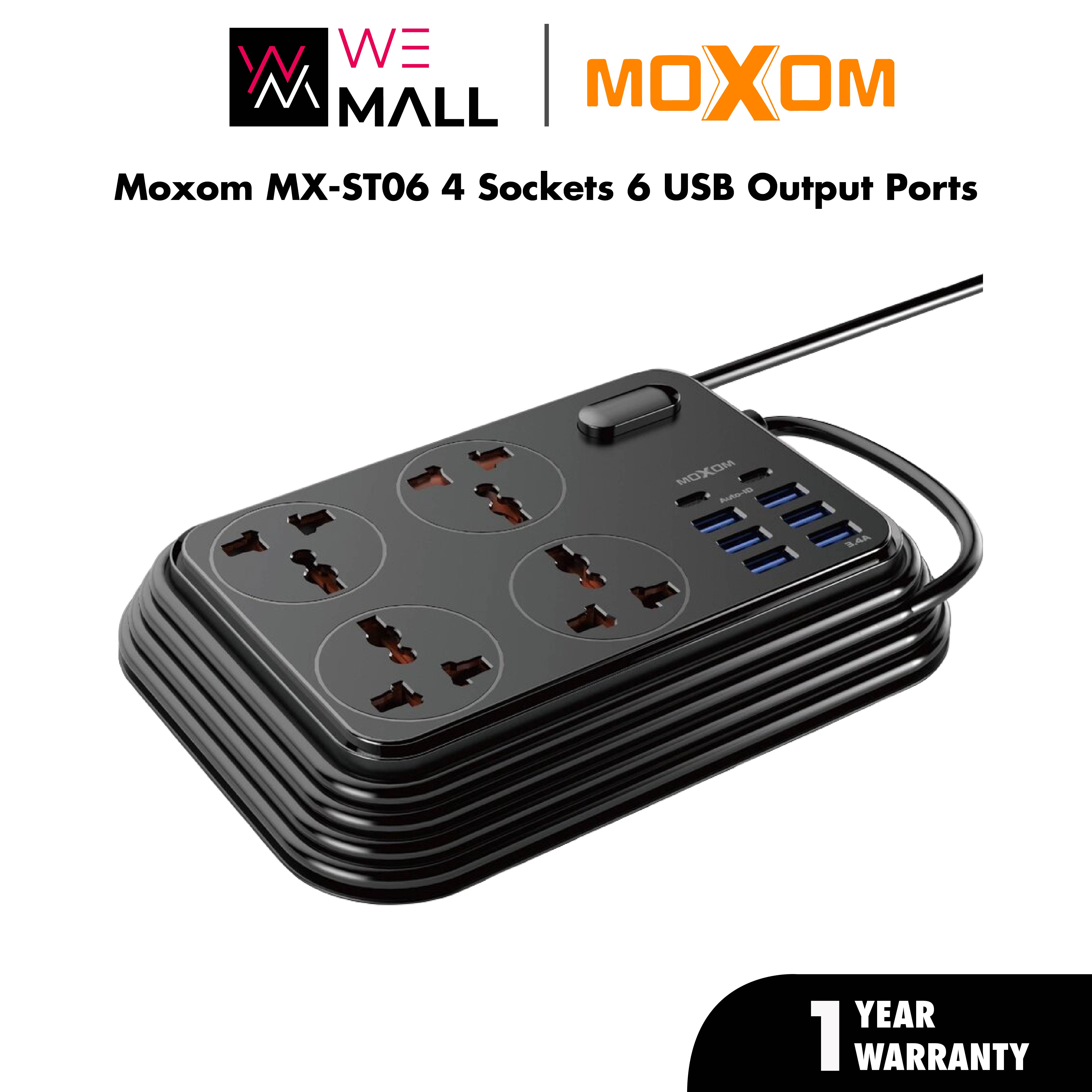 MOXOM MX-ST06 Power Strip - 1 Year Warranty - 4 Universal Sockets / 6 ...
