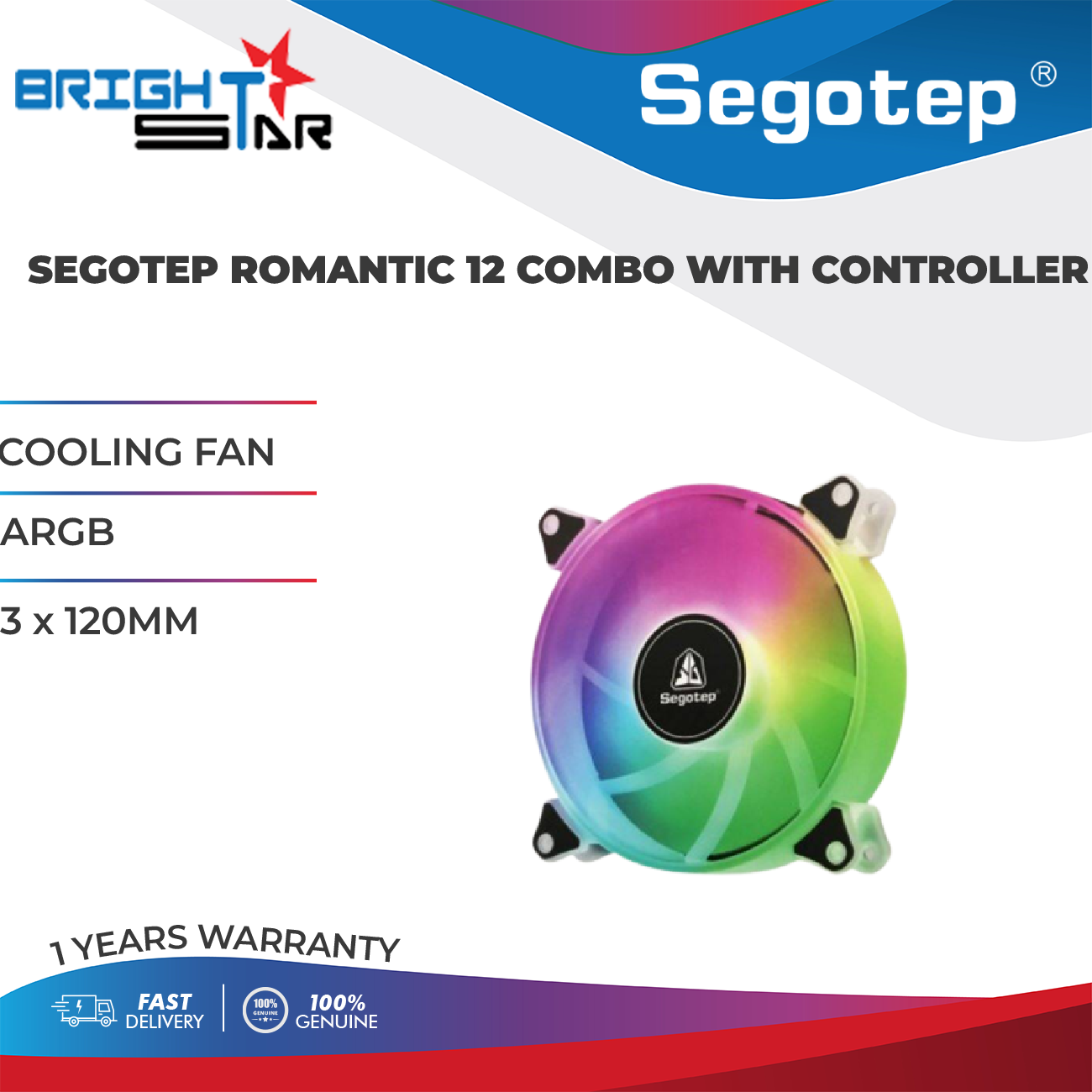 COOLING FAN / SEGOTEP ROMANTIC 12 COMBO WITH CONTROLLER / BLACK / ARGB ...