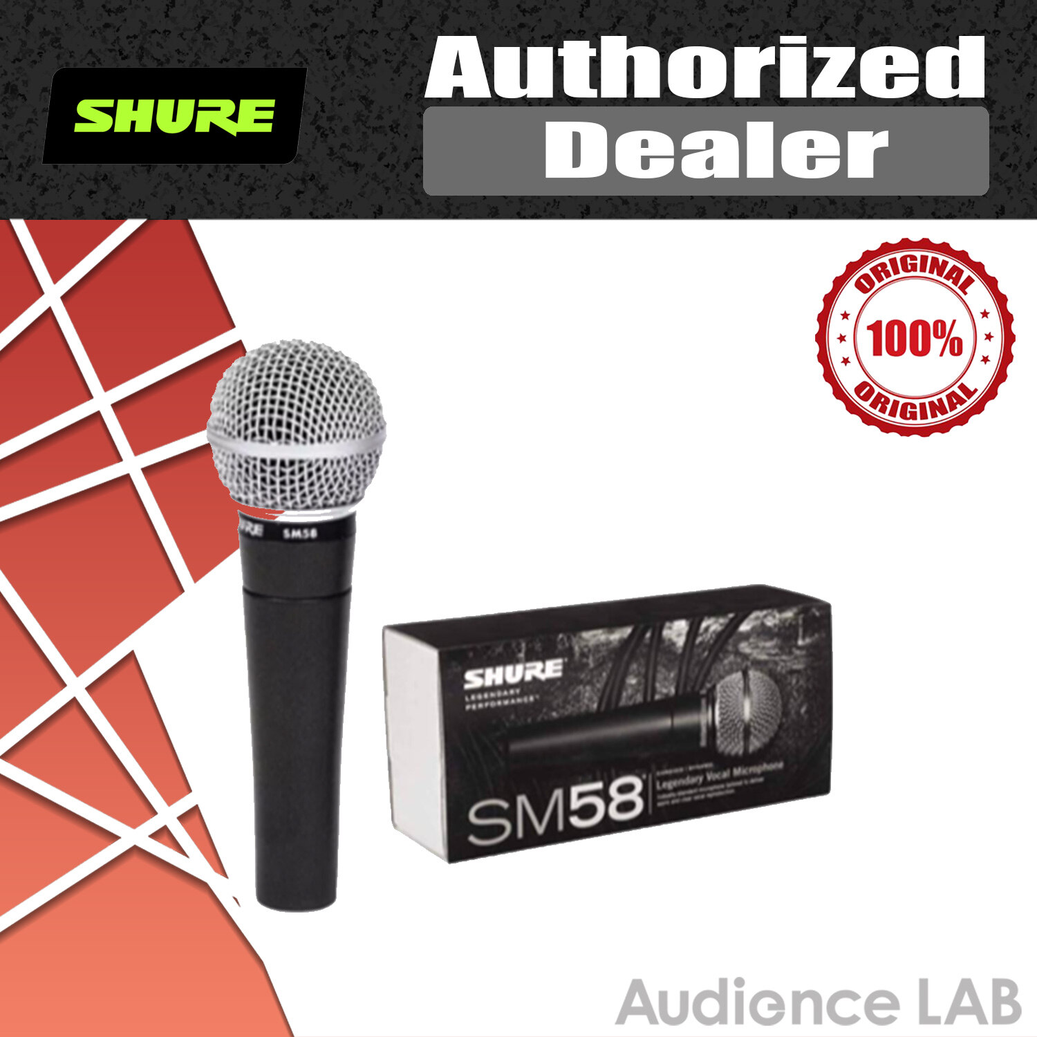 Shure SM58-LC Handheld Dynamic Vocal Microphone Mic Clamp Cable Tie and ...
