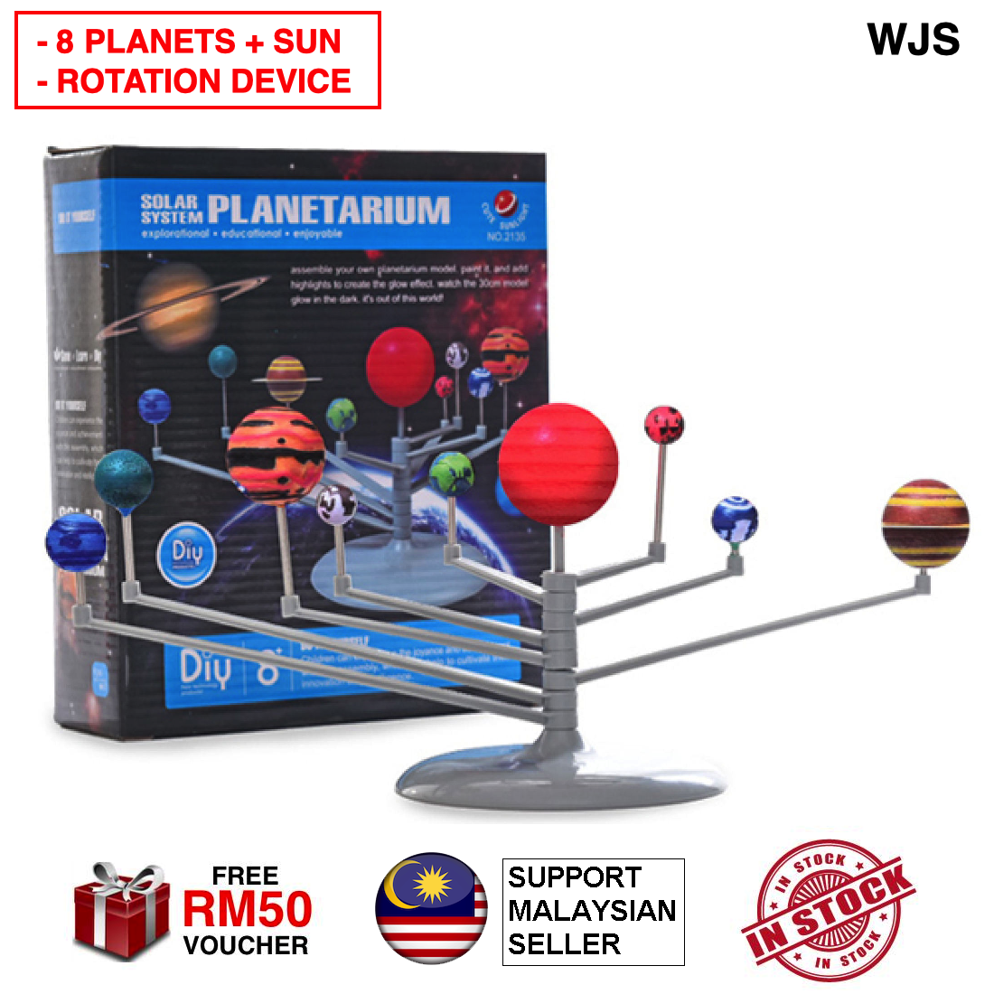(8 PLANETS + SUN) WJS 3D Solar System Planetarium DIY Science Project ...