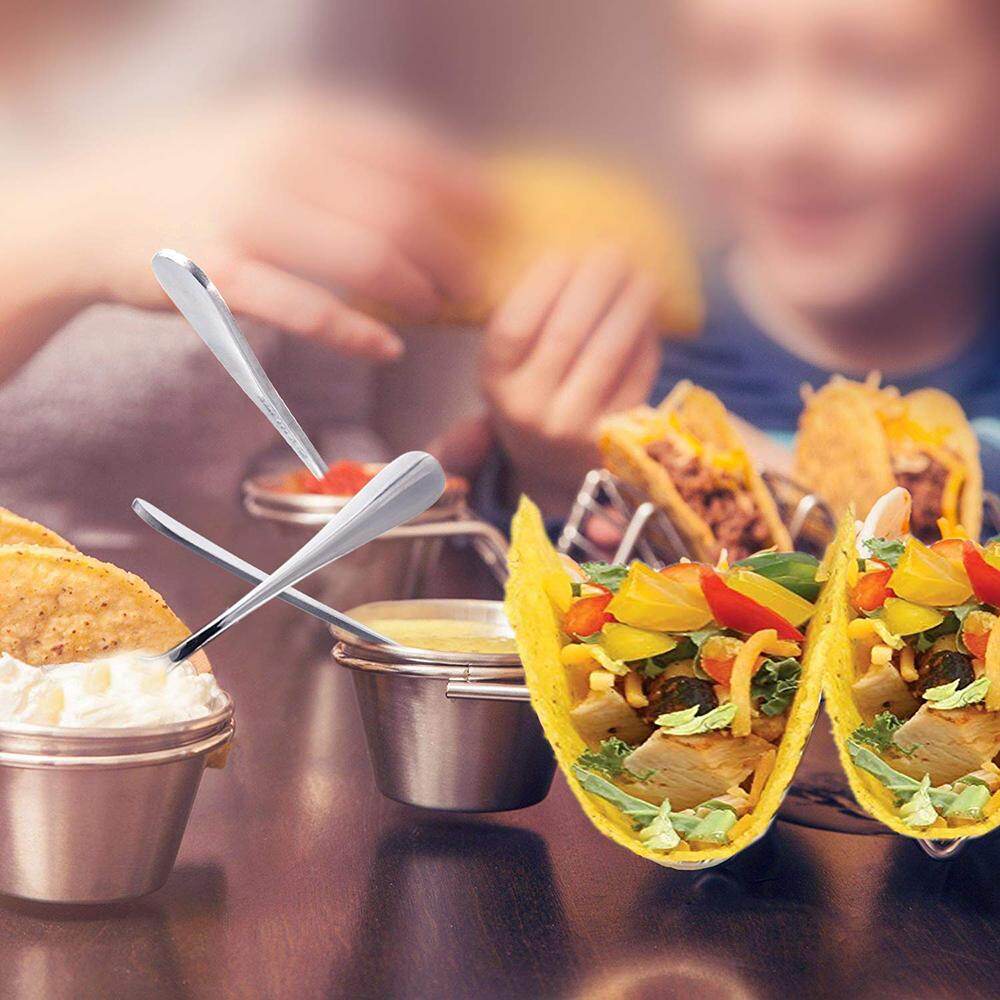 Taco Stand Up holders สแตนเลสสไตล์ Taco Holder Stand with 2 salad CUPS ...