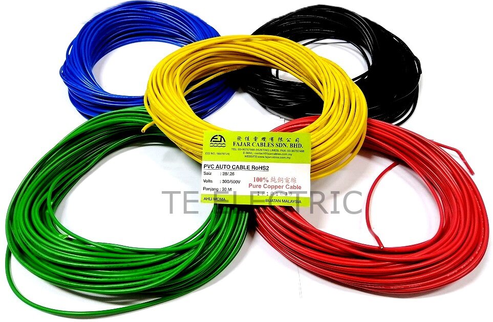 (30M) FAJAR 28/0.26 MM PVC AUTO CABLE CAR LORRY AUTOMOTIVE FULL COPPER ...
