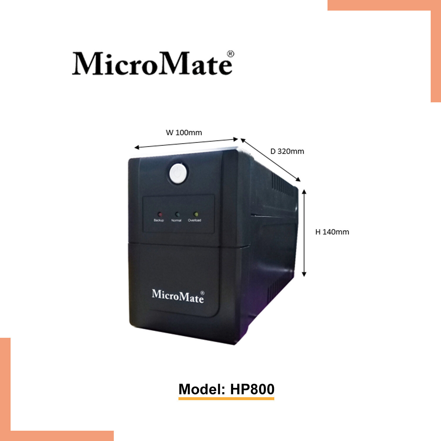 MicroMate HP Series Line Interactive 800VA Uninterruptible Power Supply ...