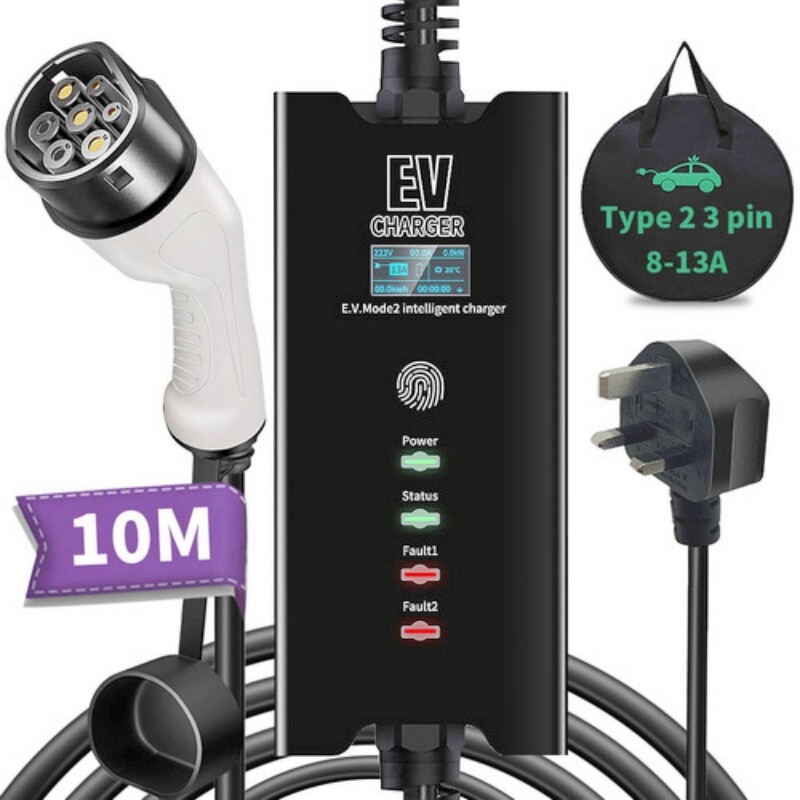 EV Charger EV Charging Type 2 UK 3 Pin Plug 5M/10M Cable 13A, 8~13A ...