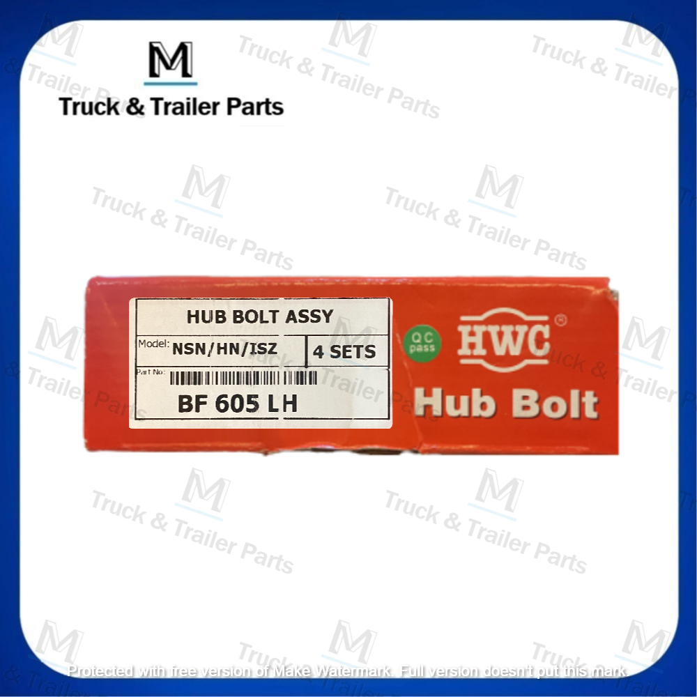 HINO 30M "FRONT" HUB BOLT&NUT ASSY BF605 LH/RH (HWC) 4 PCS FOR 1 BOX ...