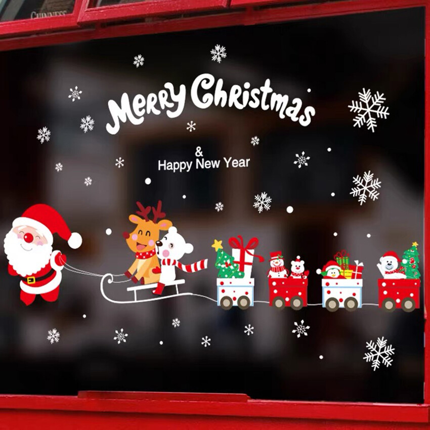 WEFILM Christmas Window Stickers Glass Decals Static Christmas Decor ...