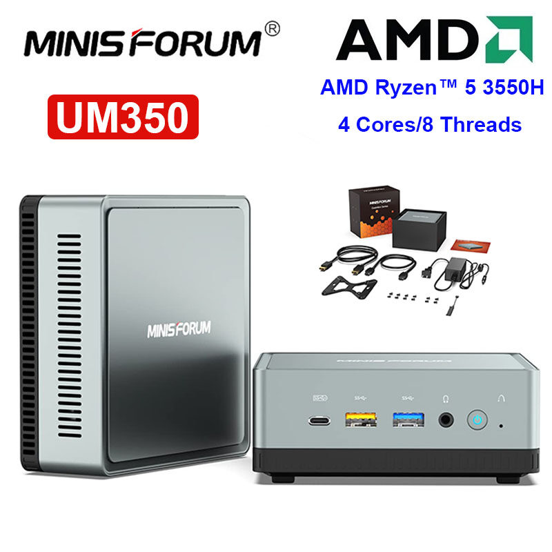 MINISFORUM UM350คอมพิวเตอร์ขนาดเล็ก AMD Ryzen 5 3550H DDR4 SSD 4 Cores ...