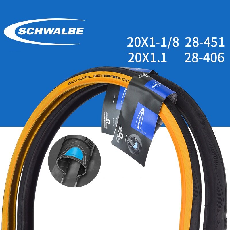 SCHWALBE ONE Ultralight Tyre Bike 20 inch 451 yellow side tire 406 201 ...