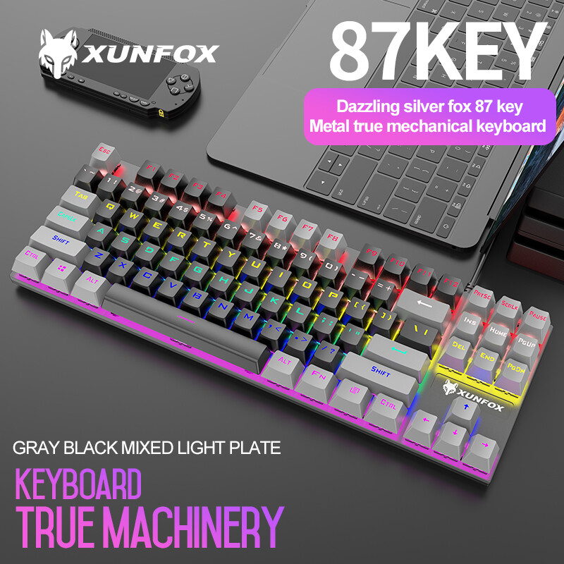 XUNFOX K80 Gaming Mechanical Keyboard USB Luminous Color Wired 87 keys ...